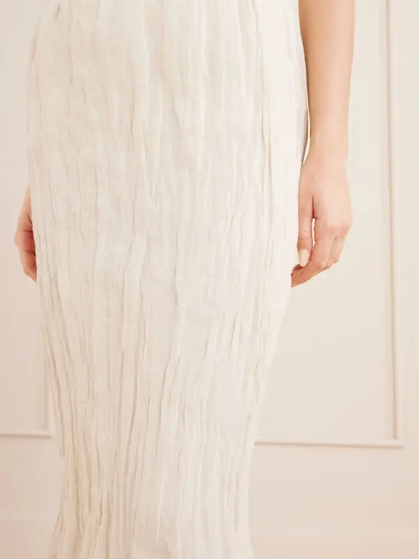 RÓHE Crinkled Metallic Cotton-blend Midi Skirt - Neutrals