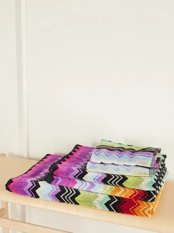 Missoni Giacomo Set Of Five Striped Jacquard-knit Cotton-terry Towels - Multi