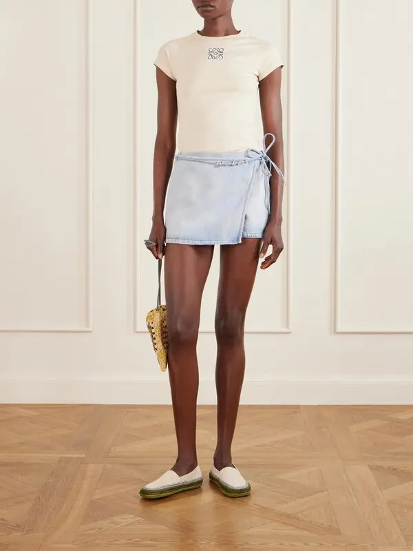 Loewe Paula's Ibiza Anagram Embroidered Cotton T-shirt - Neutrals