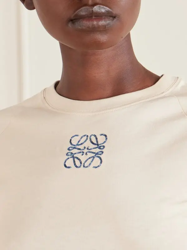 Loewe Paula's Ibiza Anagram Embroidered Cotton T-shirt - Neutrals