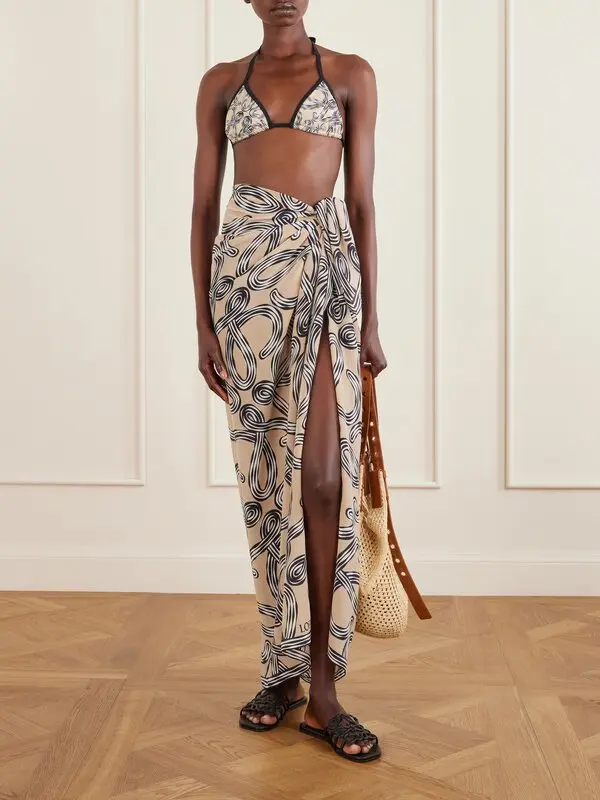 Loewe Paula's Ibiza Printed Silk Scarf - Blue