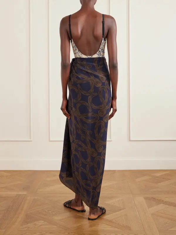 Loewe Paula's Ibiza Printed Silk Scarf - Brown