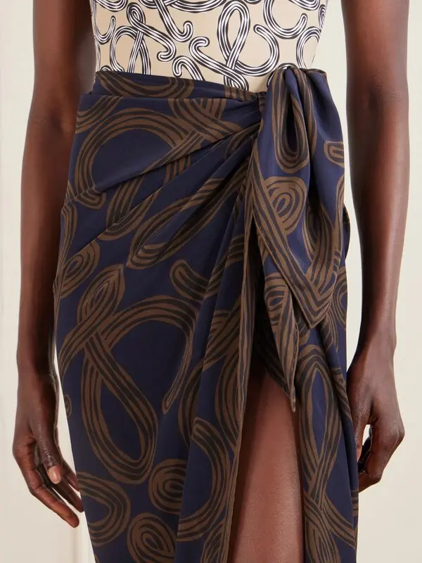 Loewe Paula's Ibiza Printed Silk Scarf - Brown