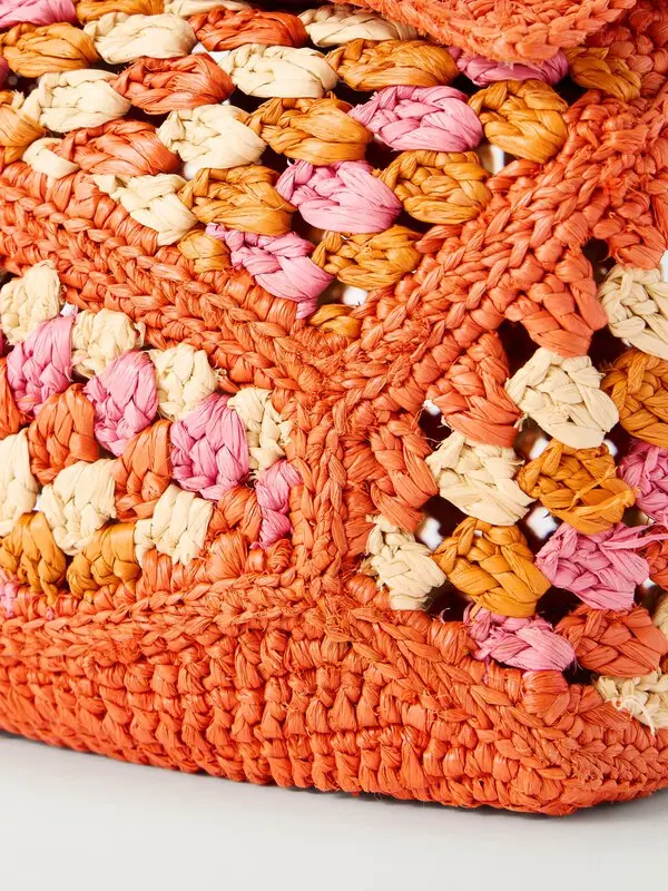 Loewe Mini Crocheted Raffia Shoulder Bag - Orange
