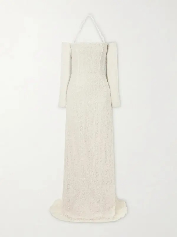 DANIELLE FRANKEL Evie' Embroidered Lace Gown - Neutrals
