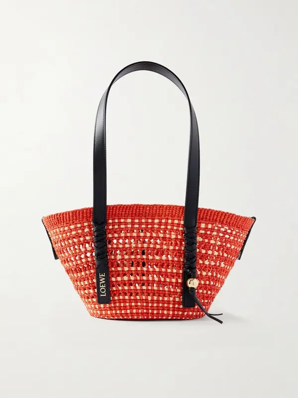 Loewe Small Raffia Shoulder Bag - Red