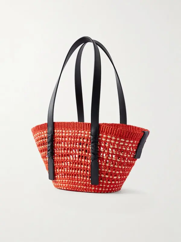 Loewe Small Raffia Shoulder Bag - Red