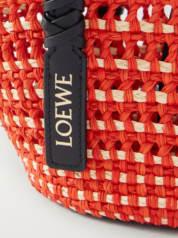 Loewe Small Raffia Shoulder Bag - Red