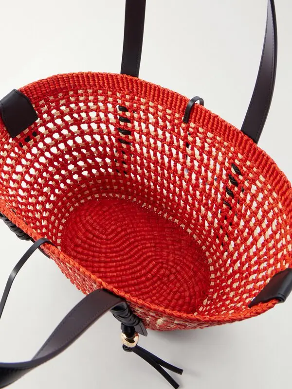 Loewe Small Raffia Shoulder Bag - Red