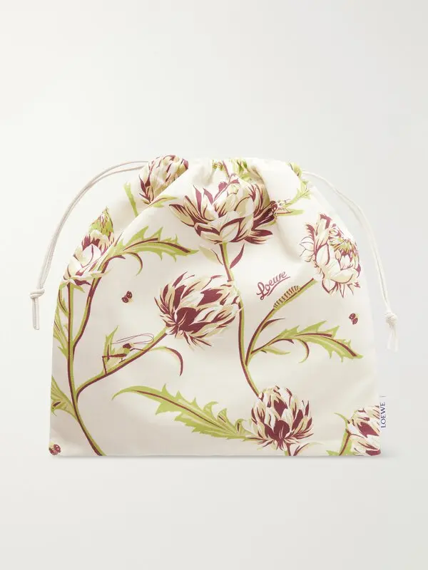 Loewe Floral-print Twill Pouch - Neutrals