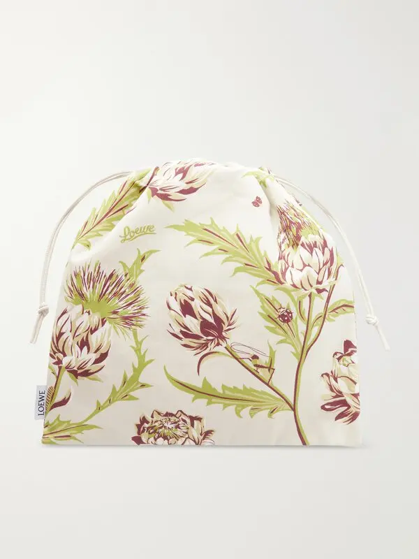 Loewe Floral-print Twill Drawstring Pouch - Neutrals