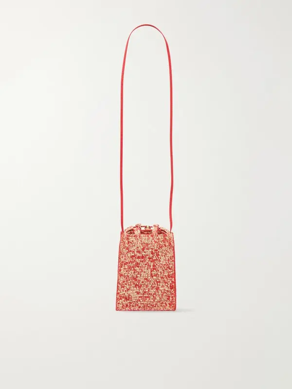 Loewe Embroidered Raffia Bucket Bag