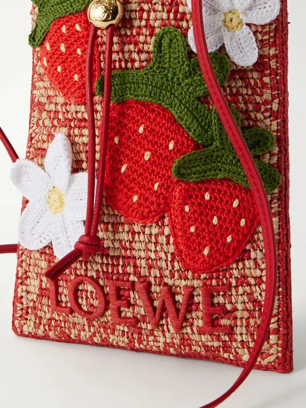 Loewe Embroidered Raffia Bucket Bag