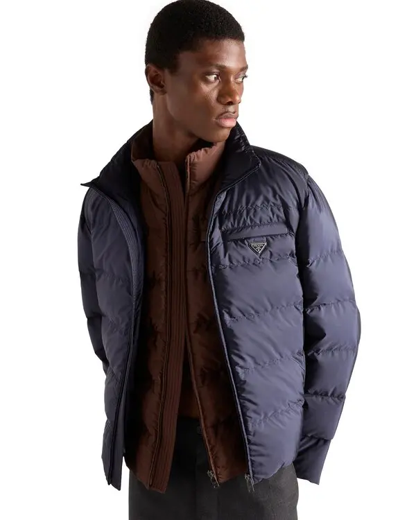 Prada Medium-weight Re-nylon Down Jacket With Stand Collar