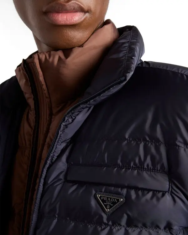 Prada Medium-weight Re-nylon Down Jacket With Stand Collar