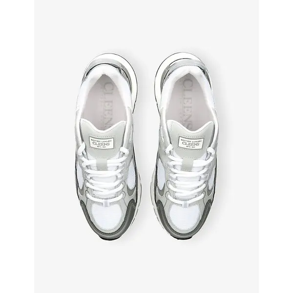 CLEENS Pulse Runner Leather And Mesh Trainers - White/comb