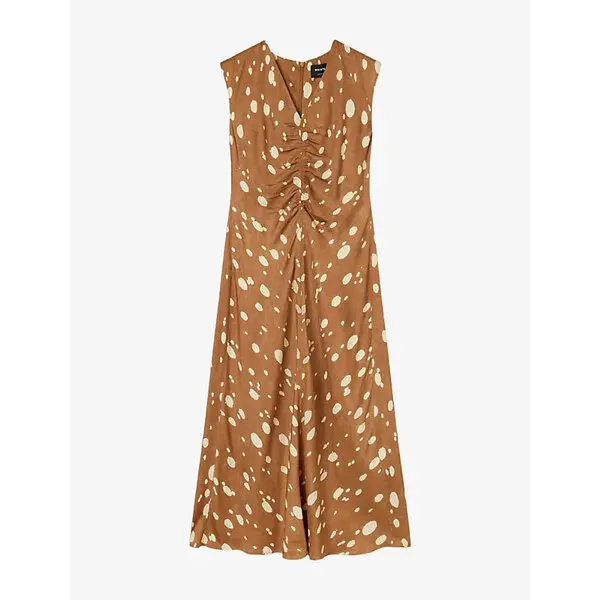 Whistles Deer Spot Sleeveless Woven Midi Dress - Multi-coloured
