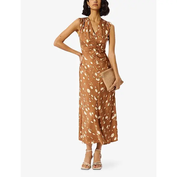 Whistles Deer Spot Sleeveless Woven Midi Dress
