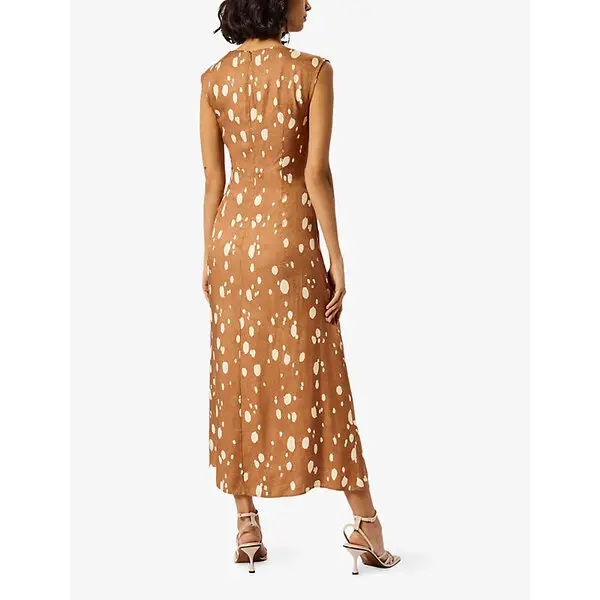 Whistles Deer Spot Sleeveless Woven Midi Dress