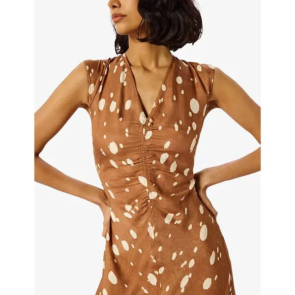 Whistles Deer Spot Sleeveless Woven Midi Dress