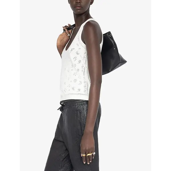 Zadig&Voltaire Jossy Pointelle Cotton Tank Top - Eggshell