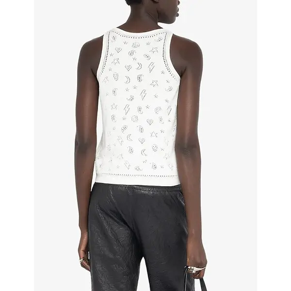 Zadig&Voltaire Jossy Pointelle Cotton Tank Top - Eggshell