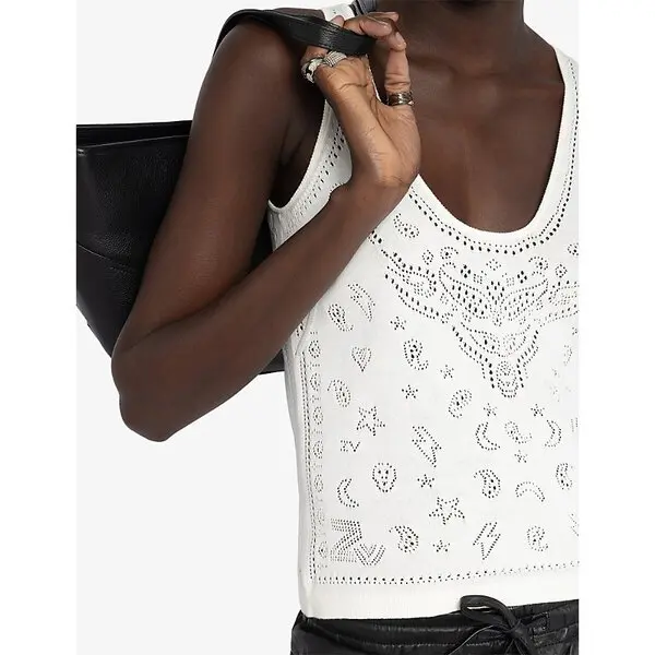 Zadig&Voltaire Jossy Pointelle Cotton Tank Top - Eggshell