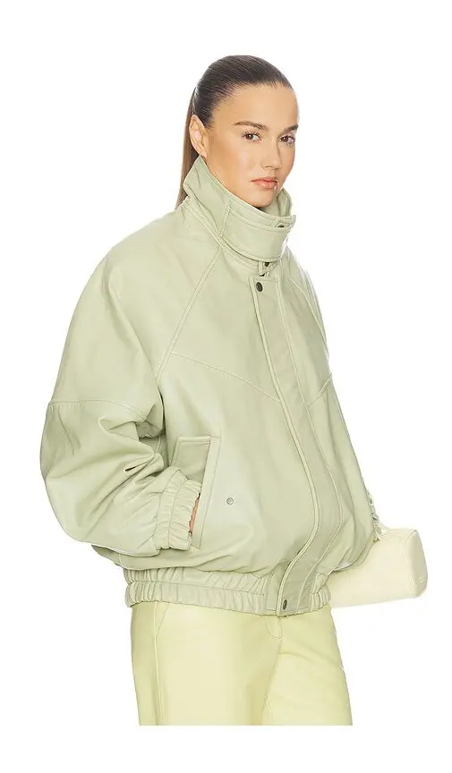 HELSA Oversized Leather Bomber Jacket - Mint
