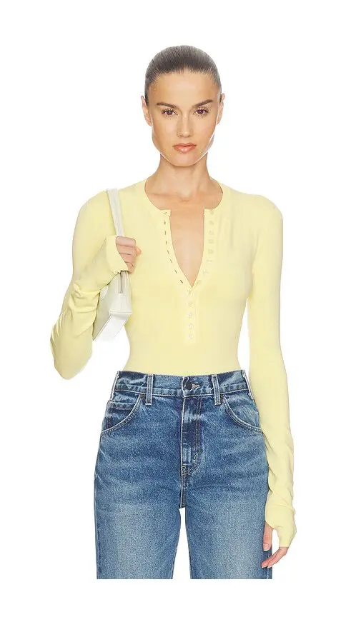 HELSA Bronya Knit Bodysuit - Lemon