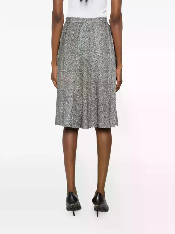 Ermanno Scervino Pleated Midi Skirt With Herringbone Pattern