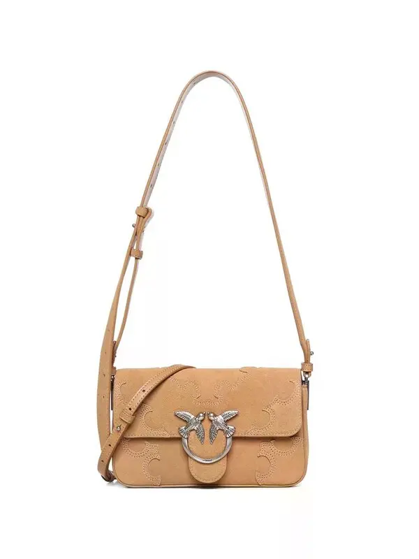 Pinko Small Suede Shoulder Bag With Love Birds Buckle