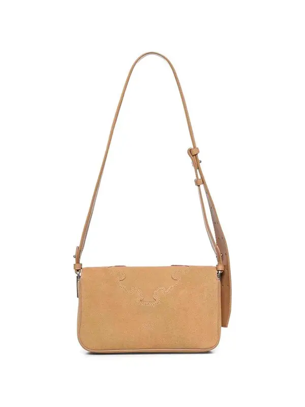 Pinko Small Suede Shoulder Bag With Love Birds Buckle