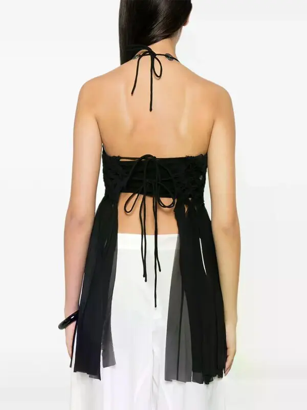 Pinko Macramé Knit Halterneck Top