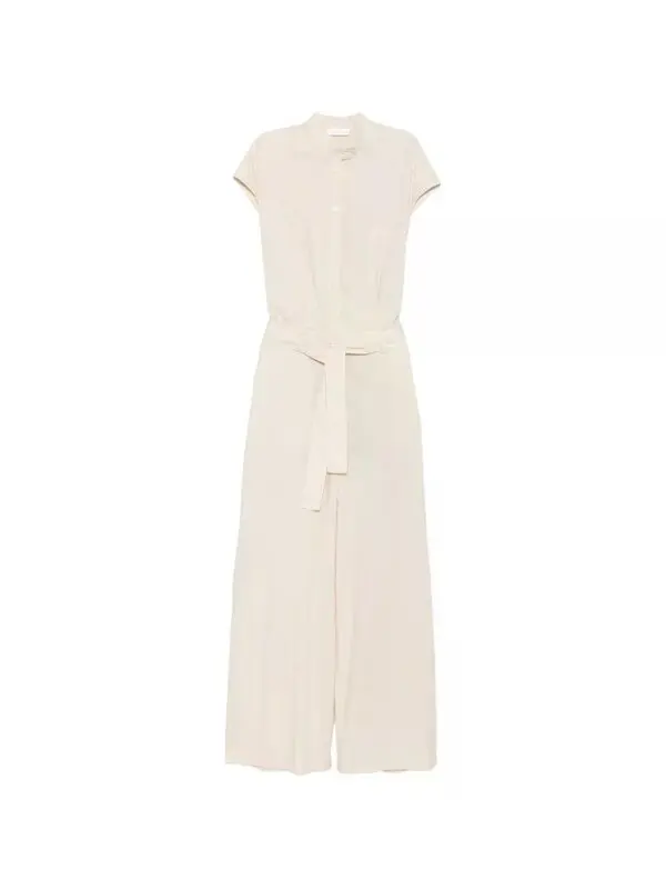 ROBERTO COLLINA Belted Button-up Jumpsuit - Neutrals