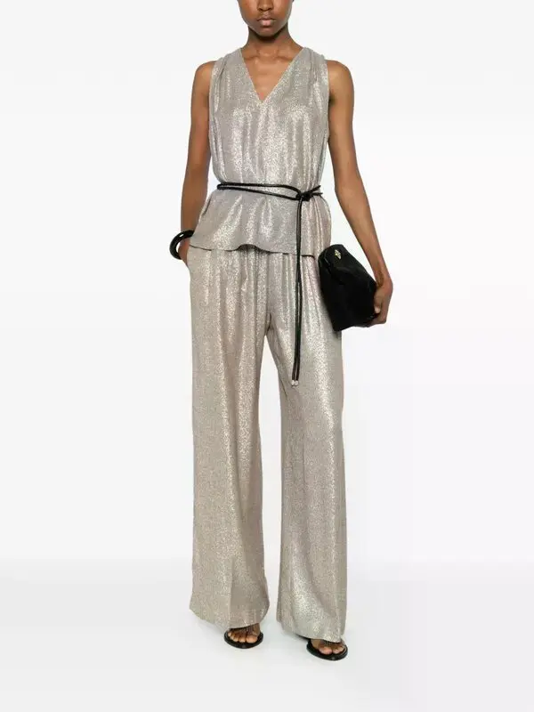 DIEGA Metallic Wide-leg Palazzo Trousers