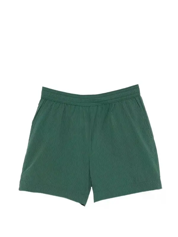 Maison Kitsuné Seersucker Logo-patch Swim Shorts - Green