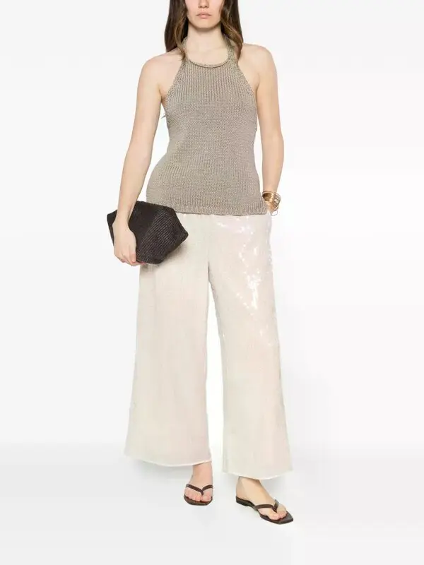 Peserico Sequin Embellished Wide Leg Cropped Trousers