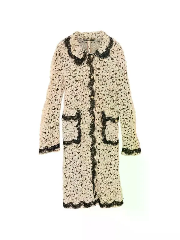 Dolce & Gabbana Floral Crochet Lace Coat - Neutrals