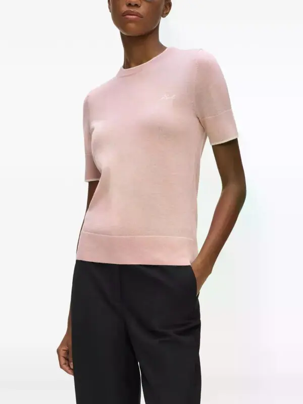 Karl Lagerfeld Logo-embroidered Merino Wool T-shirt
