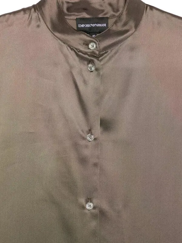 Emporio Armani Satin Band Collar Short Sleeve Shirt
