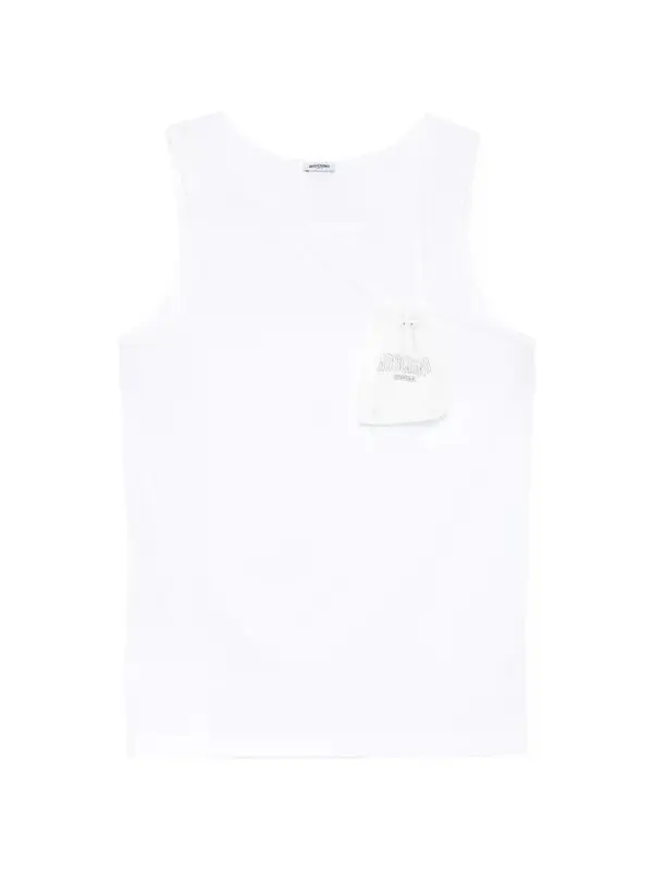 Moschino Sleeveless Scoop Neck Vest With Patch Pocket - White