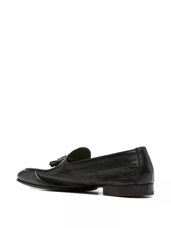 DOUCAL'S Grained Leather Tassel Loafers - Black