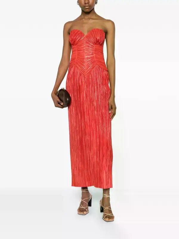 Cult Gaia Ashika Strapless Pleated Maxi Dress