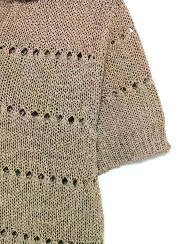 DANIELE FIESOLI Pointelle-knit Short-sleeve Sweater - Neutrals