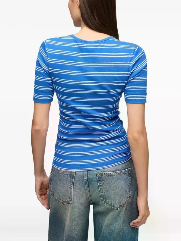 GANNI Striped Rib-knit T-shirt