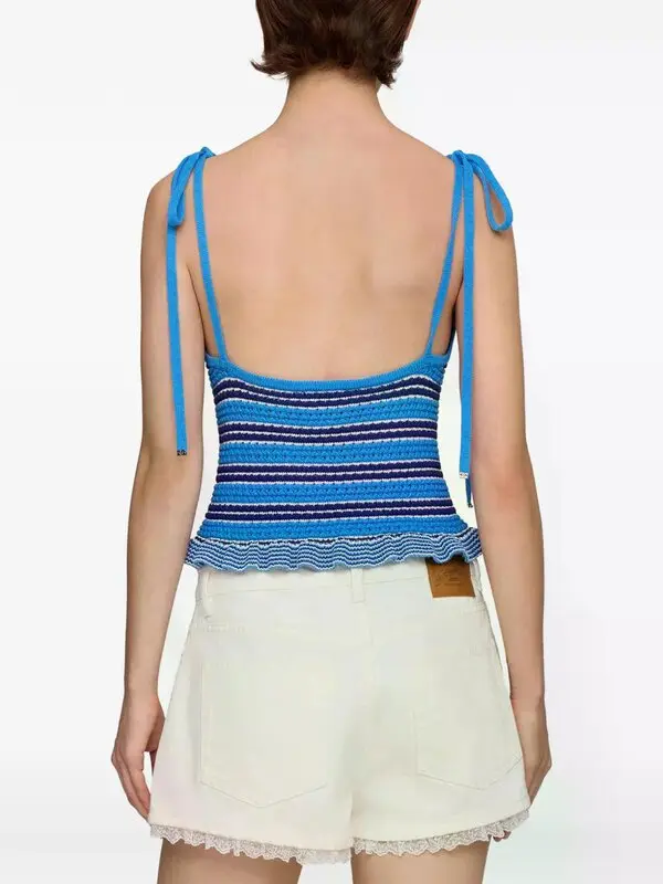 GANNI Striped Pointelle Knit Top
