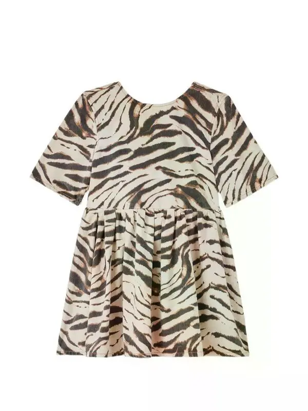 GANNI Zebra-print Denim Dress - Neutrals