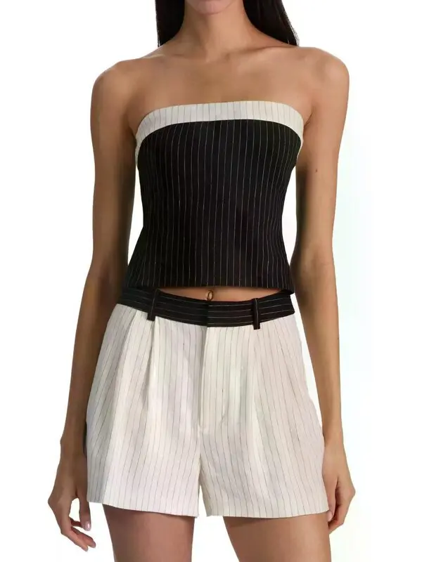 Alice + Olivia Kelly Pinstripe Strapless Top - Black