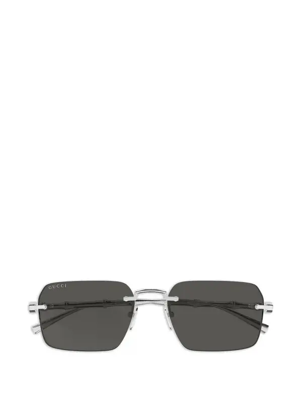 Gucci Tone Rectangle Rimless Sunglasses - Silver