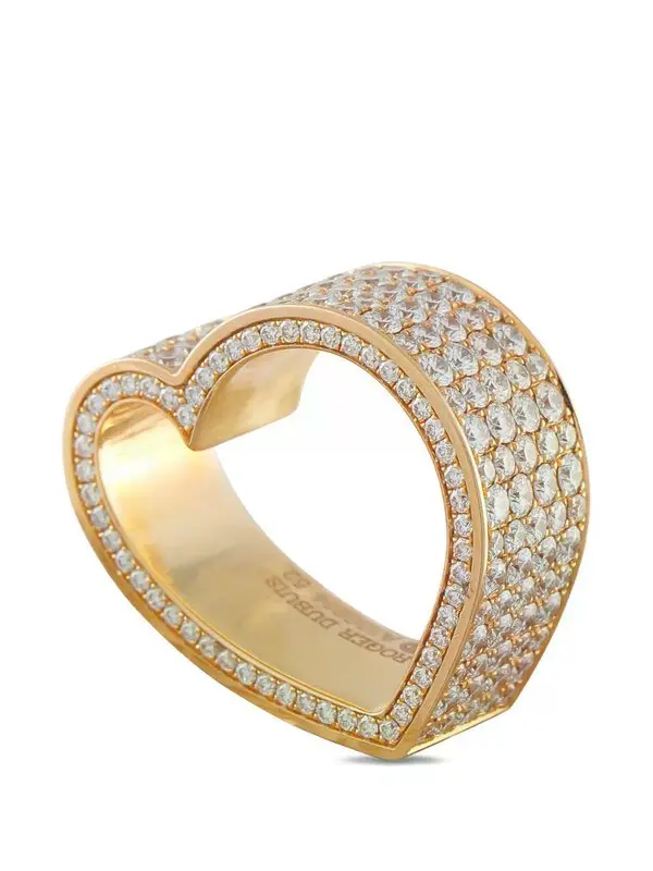 ROGER DUBUIS 18k Yellow Heart Shaped Diamond Pavé Band Ring - Gold
